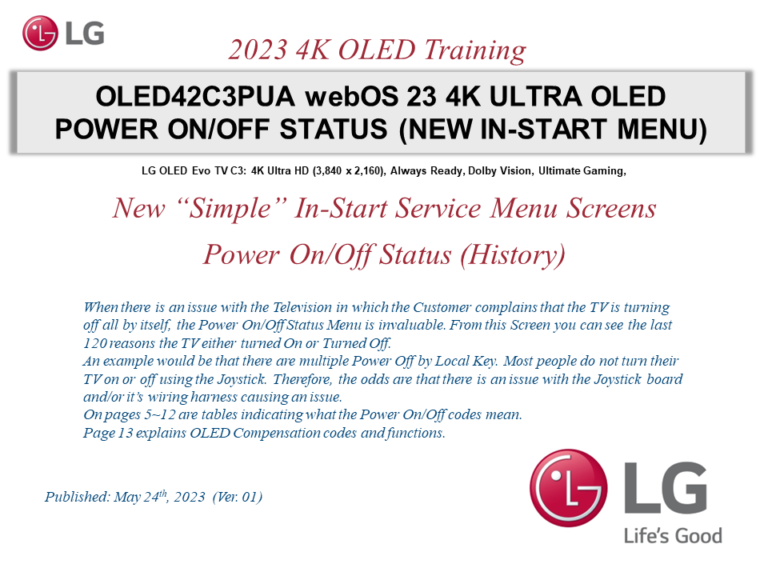 TV Power Off Status Simple Display – LG Error Codes