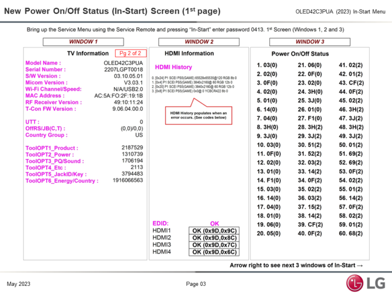 TV Power Off Status Simple Display – LG Error Codes